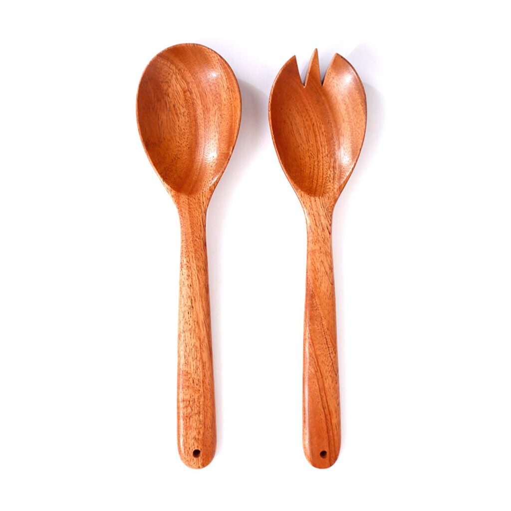 Beech wood brown spoon and folk set 6 pcs - M.S. EXPORT
